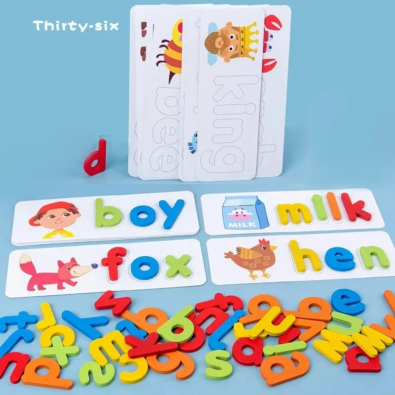 Wooden-Cartoon-Animal-Puzzle-for-Kids-See-and-Spell-Learning-Toys ...