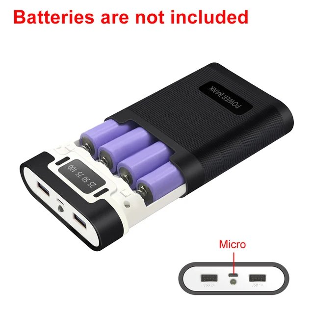 DIY Power Bank Case 4*18650 Battery Charge Storage Box 5V Dual USB ...