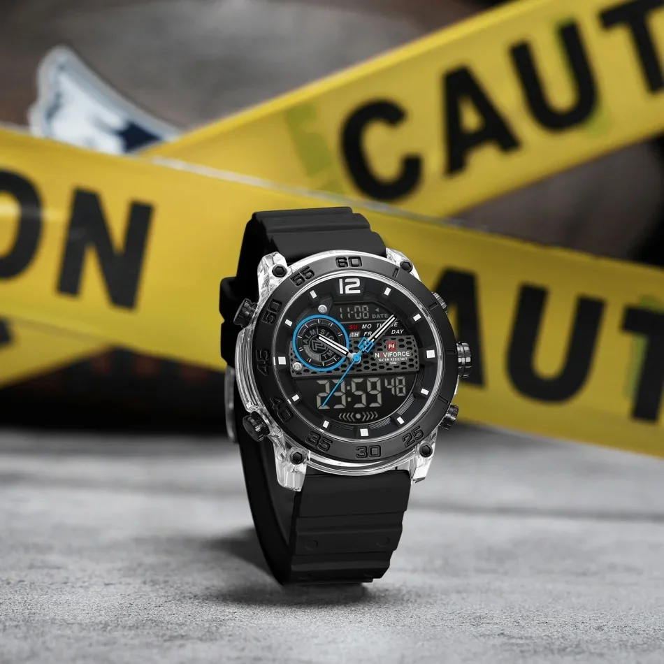 New NAVIFORCE Men's Lightweight Sports Wrist Watch Dual Display Time ...