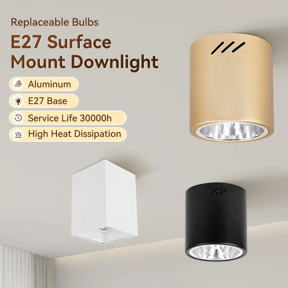 E27 Surface Mount Downlight Replacement E27 Bulbs Ceiling Light Max 40W ...