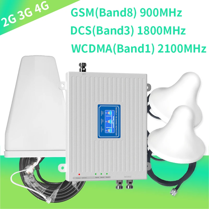 Cellular Repeater Gsm Dcs Wcdma 900 1800 2100 Tri Band 2g 3g 4g Signal Booster Mobile Signal ...
