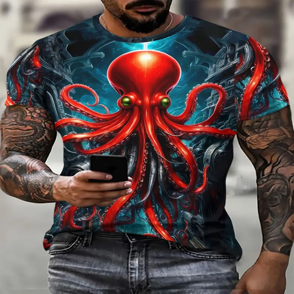 Summer-trend-new-fashion-T-shirt-men-s-octopus-3D-printed-short-sleeved ...