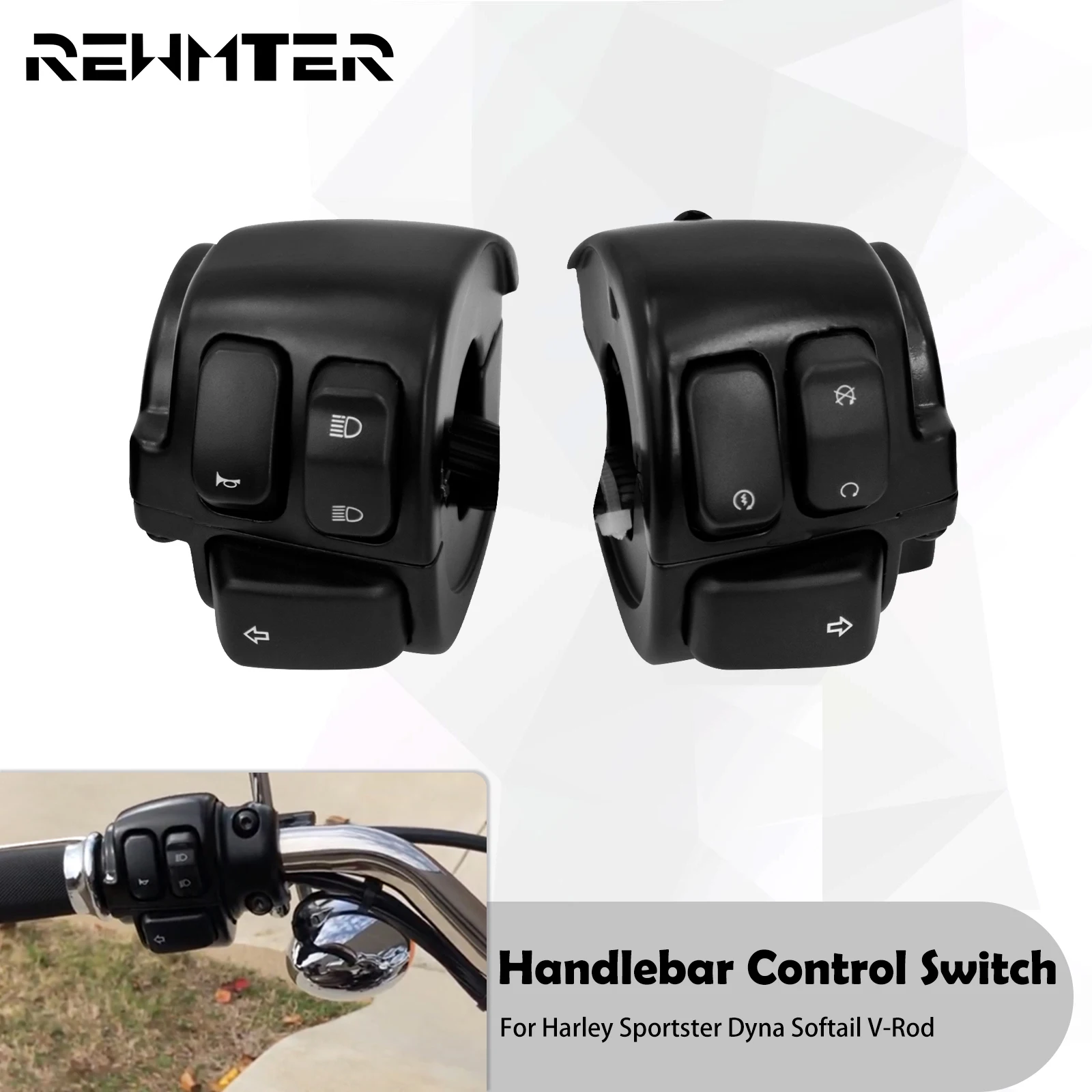 Motorcycle-1-Handlebar-Turn-Signal-Control-Switch-W-Wiring-Harness-For ...