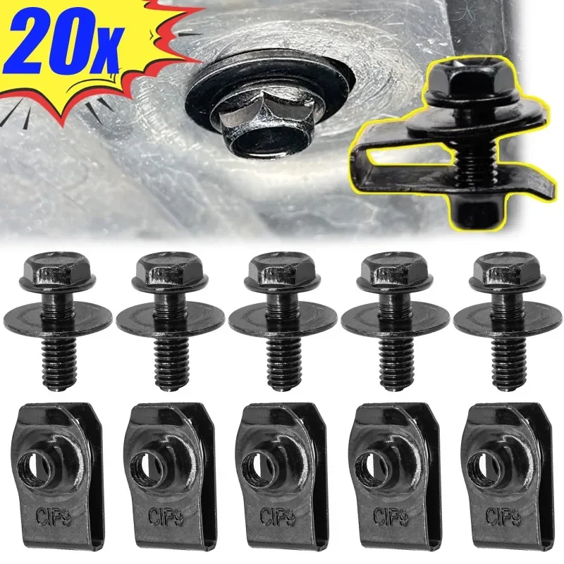 Car U-nut Clips Fastener Metal Bolts Screw Fender Bumper Buckle Rivet ...