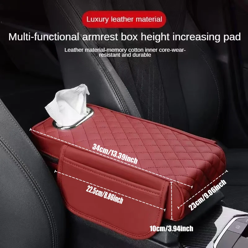 Car-Universal-Armrest-Cover-Leather-with-Tissue-Storage-Memory-Foam ...