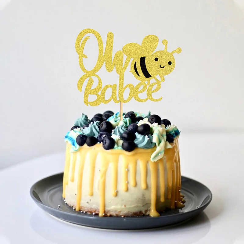 Glitter Bumble Bee Cake Toppers For Bumble Gender Reveal Baby Shower ...