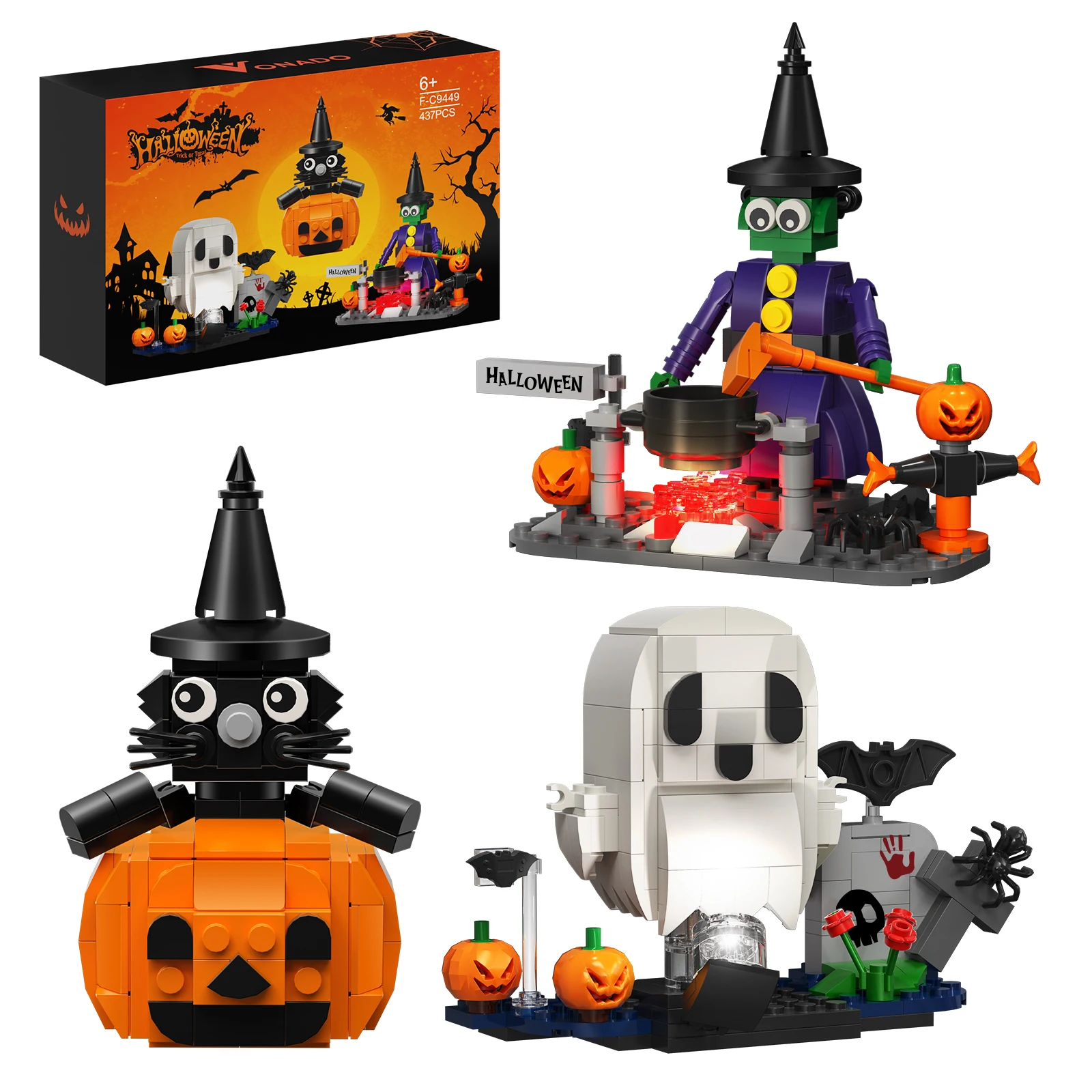 BuildMoc-Halloween-Fun-Brickheadz-Building-Blocks-Set-Cute-Pumpkin ...