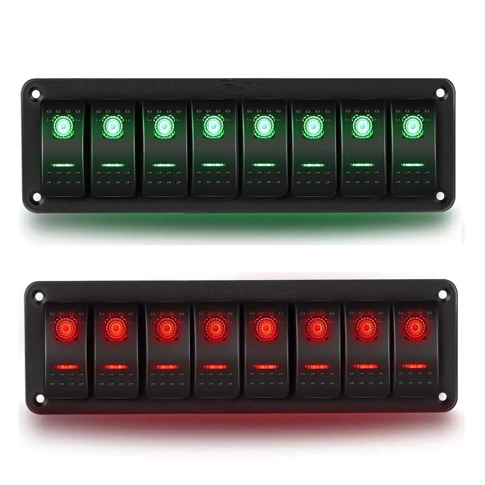 Aluminum-Alloy-8-Gang-Combination-Panel-Switch-12V-24V-Rocker-Switch ...