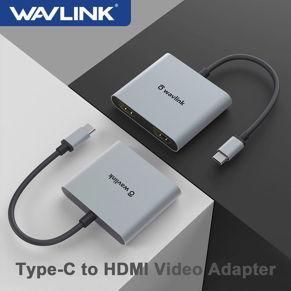Wavlink USB C 허브 C타입 듀얼 HDMI 호환 비디오 어댑터, 노트북 PC 휴대폰용 USB 3.1 컨버터, MacOS ...
