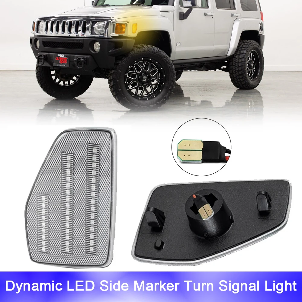 2Pcs Canbus Front Fender LED Side Marker Lights For Hummer H3 2006-2010 ...