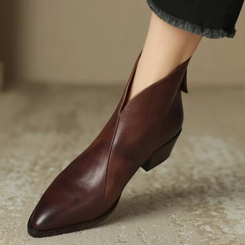 Botas-De-punta-estrecha-para-Mujer-zapatos-De-tac-n-cuadrado-y-alto-c ...