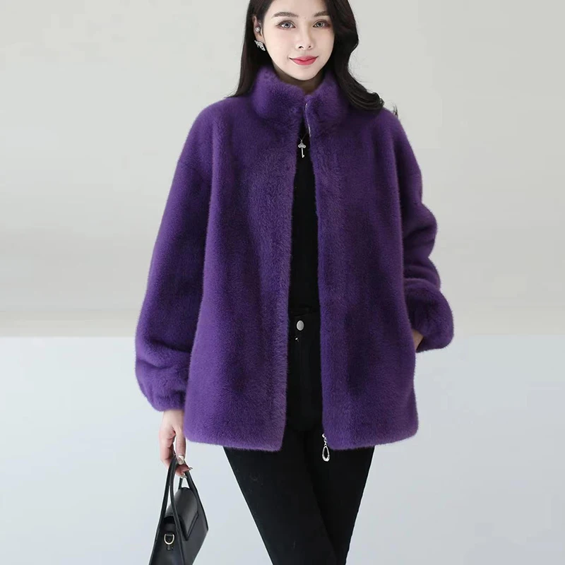 Manteau-en-fausse-fourrure-de-vison-lpour-femme-col-montant-optique ...