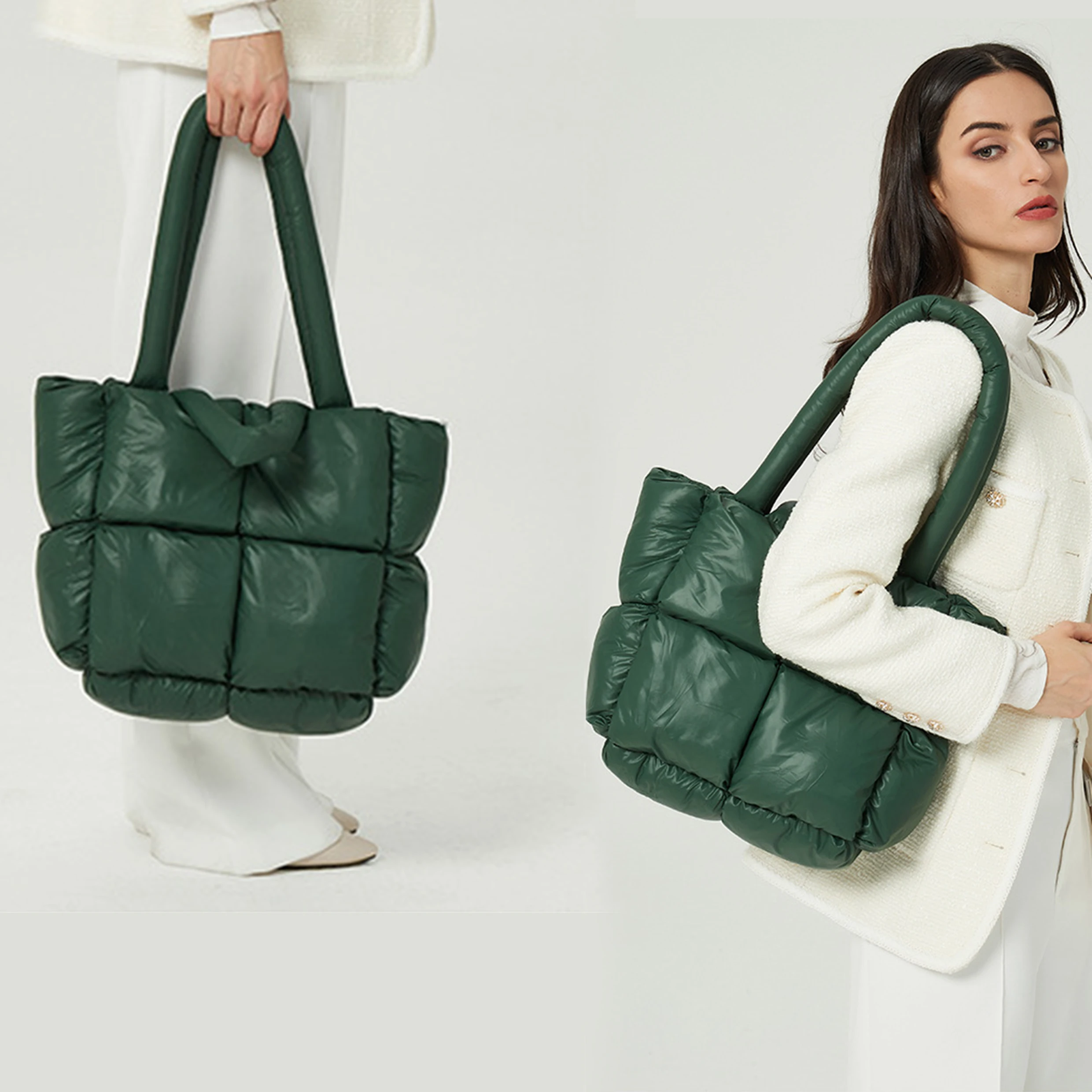 Puffer Tote Bag for Women Quilted Puffy Handbag Light Winter Down ...