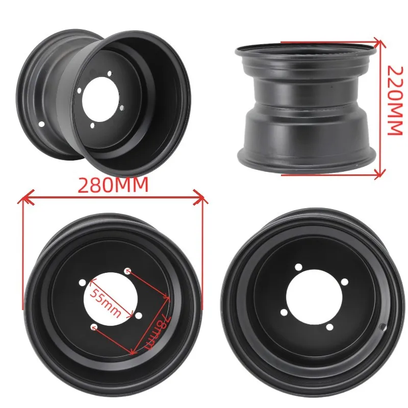 10 Inch Black ATV Front Rear Wheel Rims Four wheel rims 10 "four hole ...