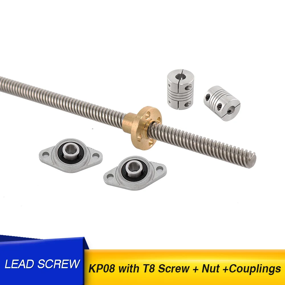 1PCS T8 Lead Screw 8MM Stainless Steel With Screw Nut+2pcs KFL08 ...