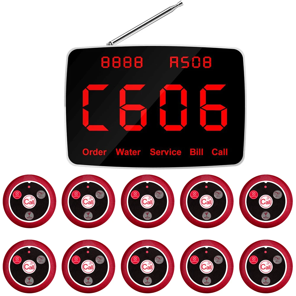 JINGLE-BELLS-10-pcs-of-Table-Call-Button-1-Display-Monitor-Receiver-for ...