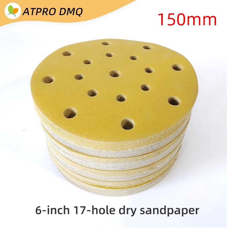 10pcs-6-inch-17-hole-Dry-Sanding-Paper-150mm-Flocking-Self-adhesive-Car ...