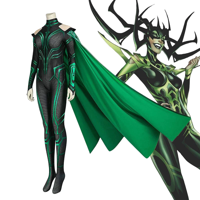 Disfraz-de-Thor-3-Ragnarok-Supervillain-Hela-para-mujer-mono-capa-capa ...