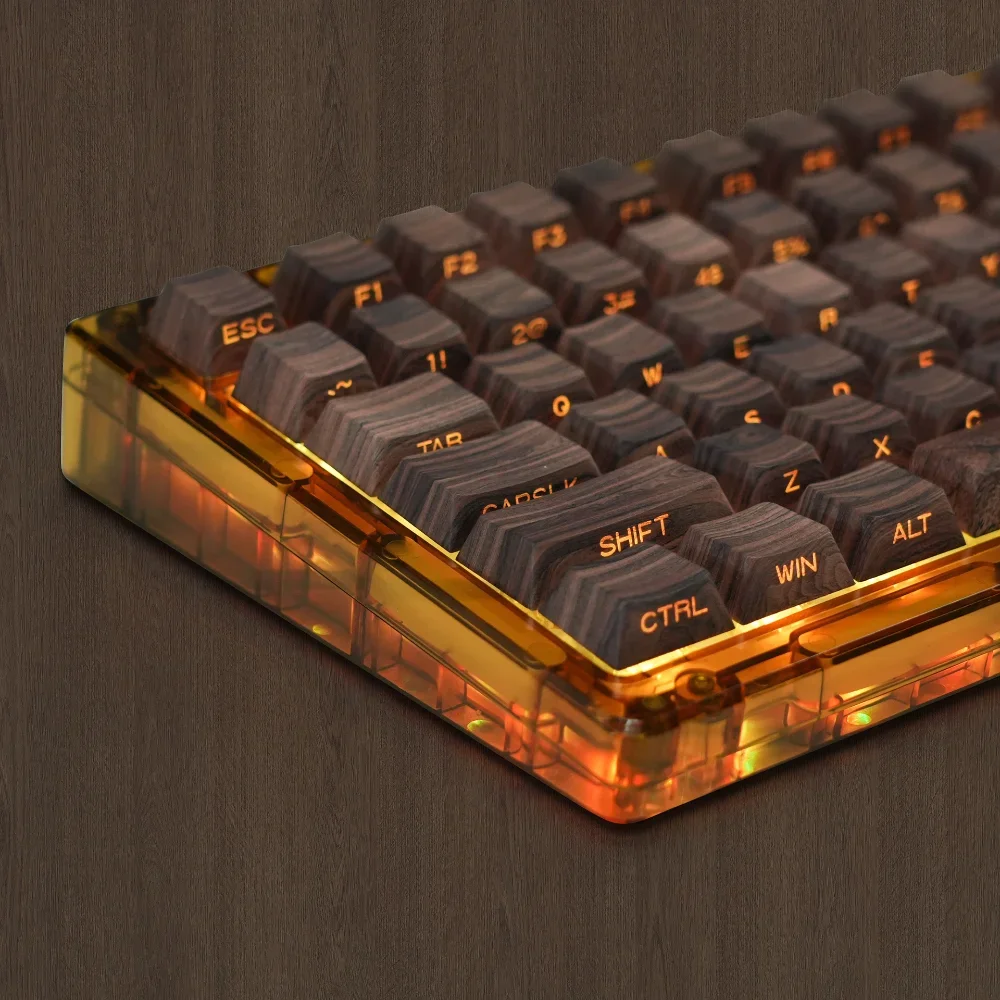 Cherry-Keycap-PBT-Walnut-Grain-130-Keys-Side-Engraved-Translucent ...