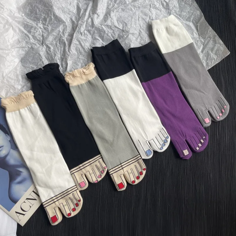 High-Quality-Combed-Cotton-Split-Toe-Woman-Socks-Solid-ColorSimple ...