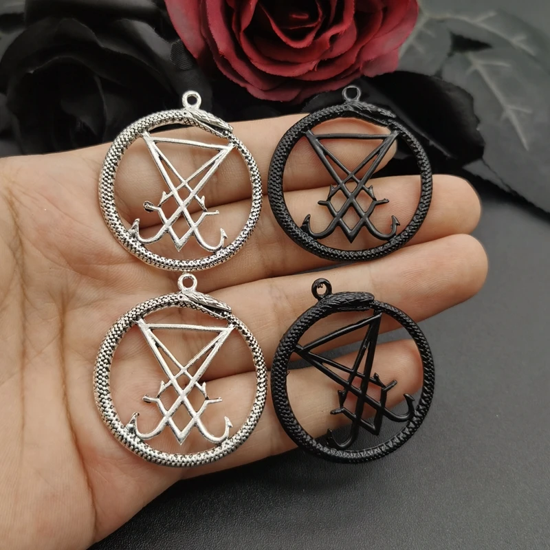 4pcs 35*37mm Lucifer Sigil Pendants, Ouroboros Pendant, Satan Charm, Satanic,Lucifer Devil ...