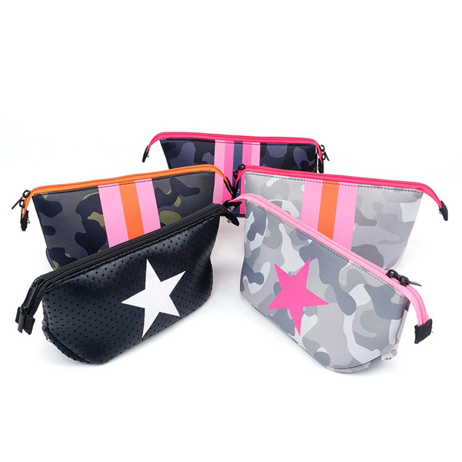 Waterproof-Neoprene-Cosmetic-Bags-Pink-Black-Fashion-Stripe-Leopard ...