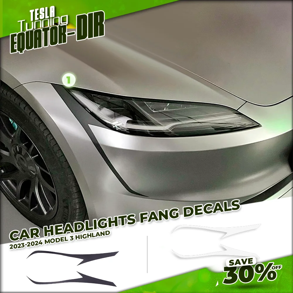2Pcs-Set-Car-Decals-For-Tesla-Model-3-Highland-2024-Headlight-Strips ...