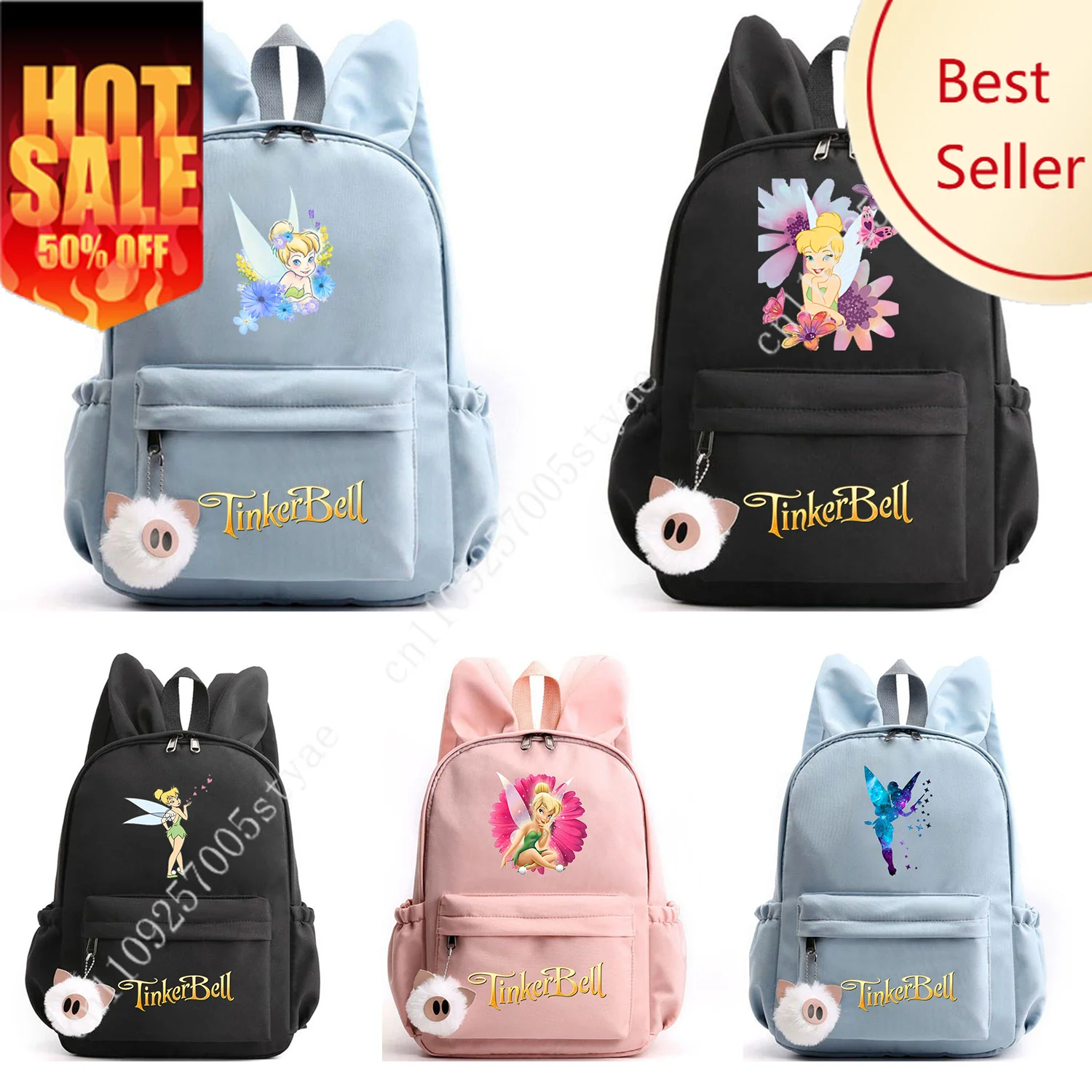 Disney Tinker Bell Backpack Rucksack Casual School Bags Travel Rabbit ...