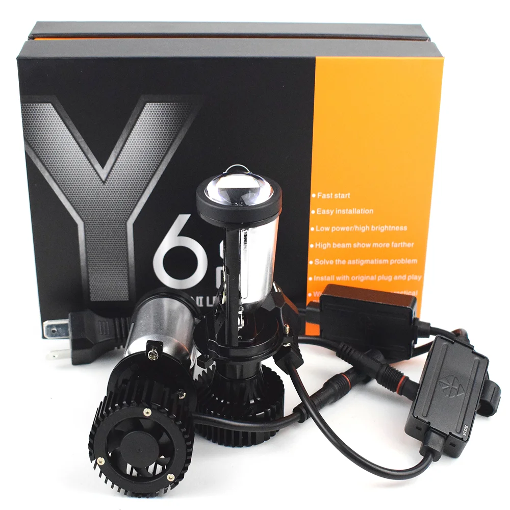 Y6D-H4-LED-Farol-Auto-Projetor-Lente-L-mpadas-de-carro-feixe-alto-e ...