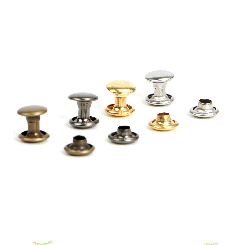 100sets 5mm Leather Rivets Mushroom Round Double Cap Rivet Tubular ...