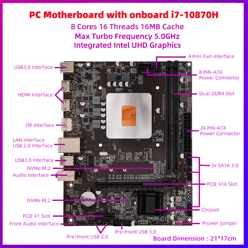 ERYING placa base para PC Gaming con Kit de CPU integrado, i7, 10870H ...