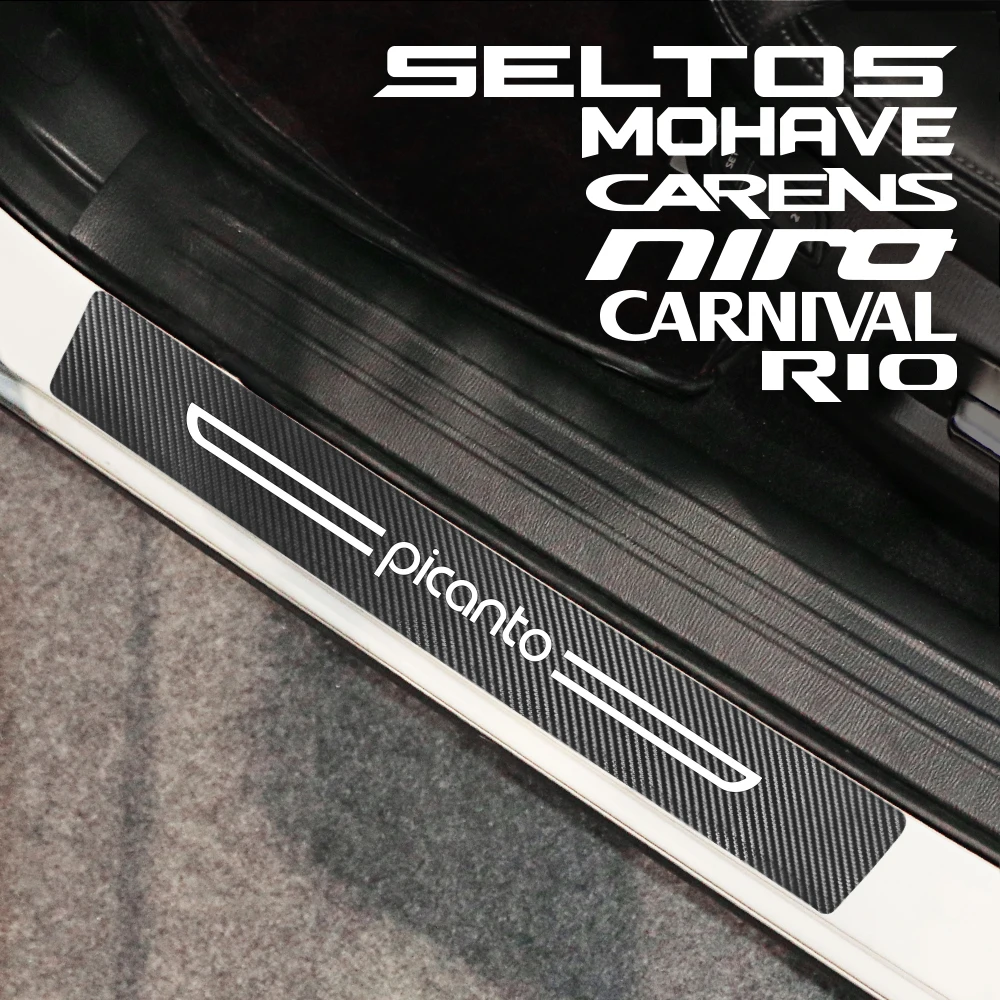 4PCS-Car-Sill-Stickers-Auto-Decorative-Accessories-Carbon-Fiber-Decal ...