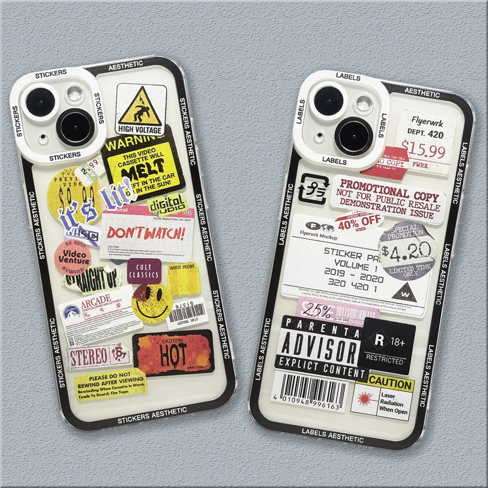 Mix-Labels-Collage-Stickers-Aesthetic-Case-para-Xiaomi-Redmi-Note-13-12 ...