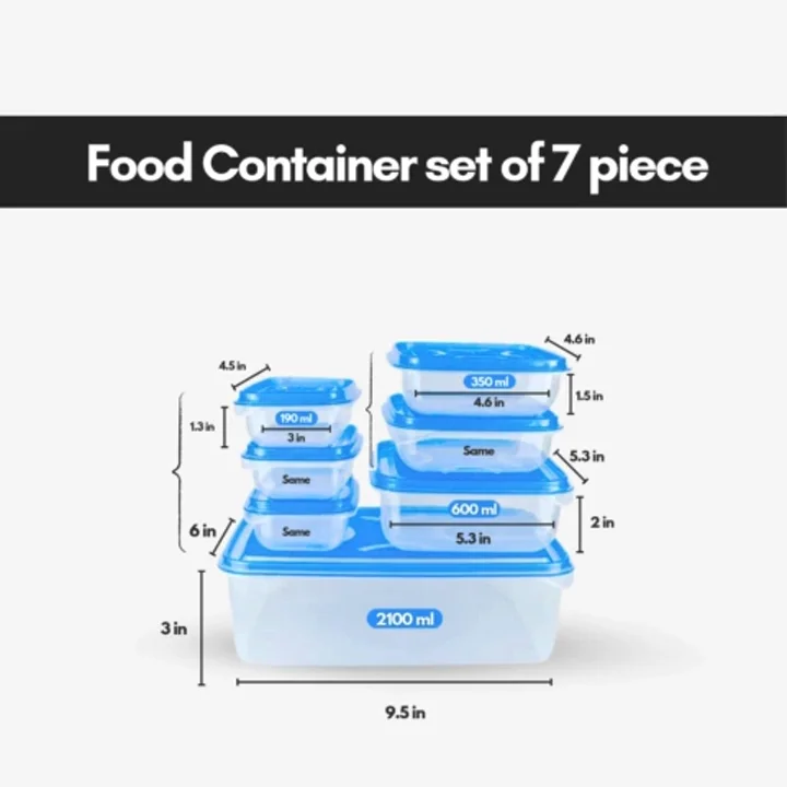 Plastic Food Storage Containers Set of 7 Stackable BPA Free Airtight ...