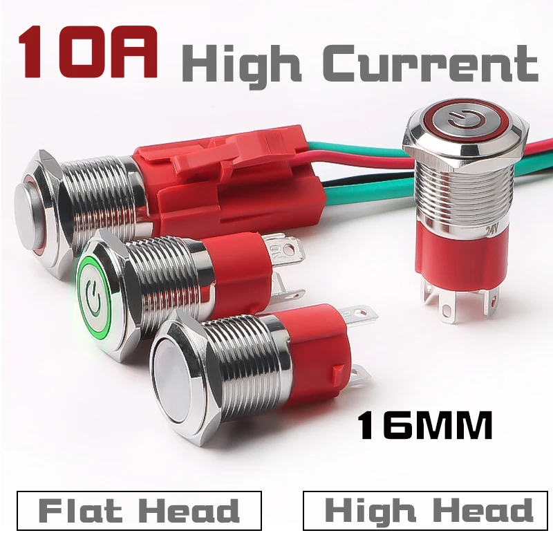 10A-High-Current-16mm-Metal-Push-Button-Switch-4pins-1NO-Waterproof ...