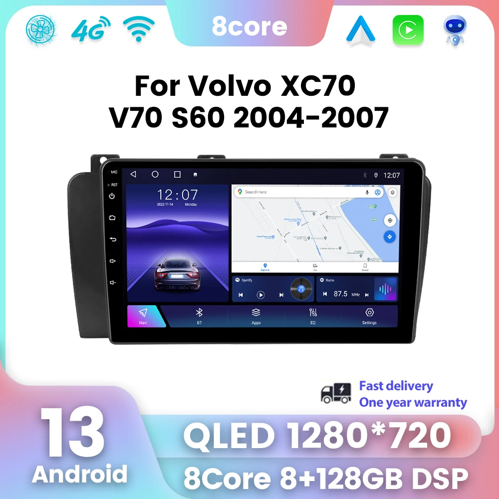 Android-13-QLED-Screen-CarPlay-Android-Auto-Car-Radio-For-Volvo-XC70 ...