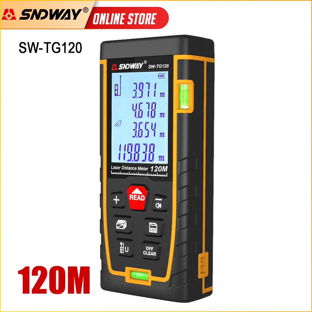 SNDWAY Laser Distance Meter Double Bubble Digital Measuring Device ...