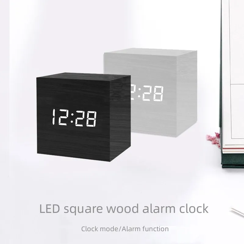 Modern Wooden LED Digital Clock Cube Triangular Prism Retro Watch ...