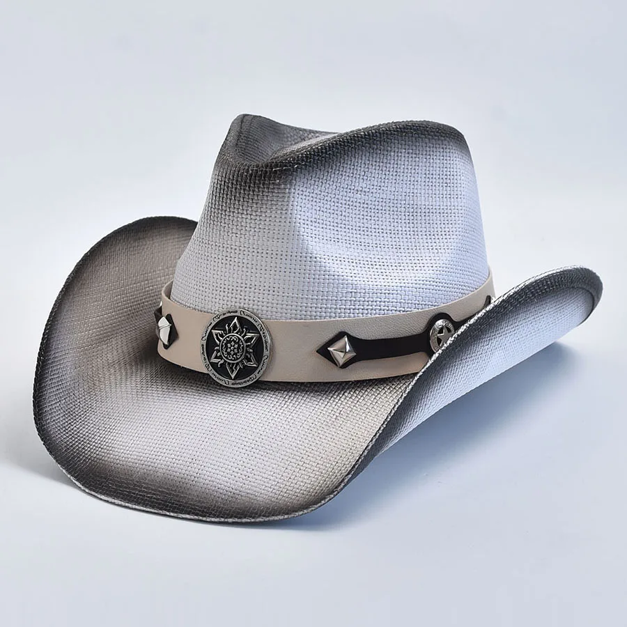 Western Style Straw Hats for Men Women Summer Beach Sun Hat Vintage ...