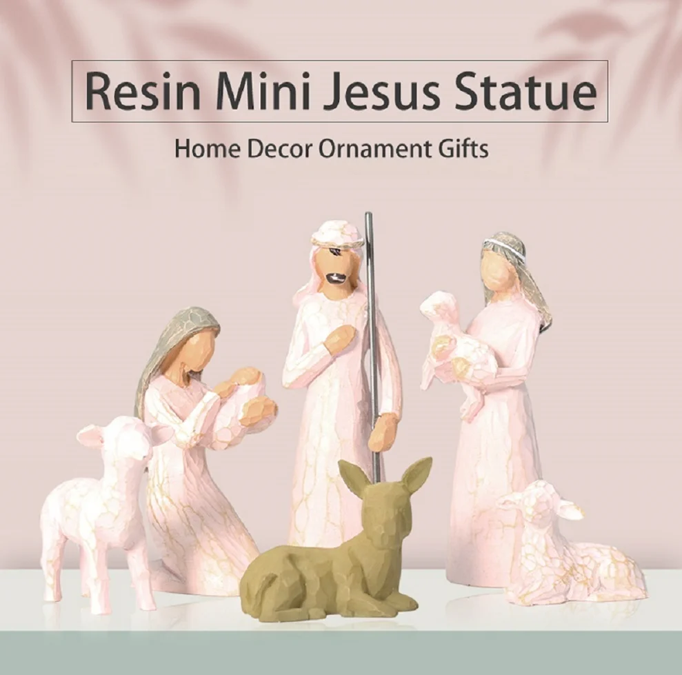 Natal Kelahiran Yesus Kandang Kuda Imam Madonna Domba Resin Ornamen ...