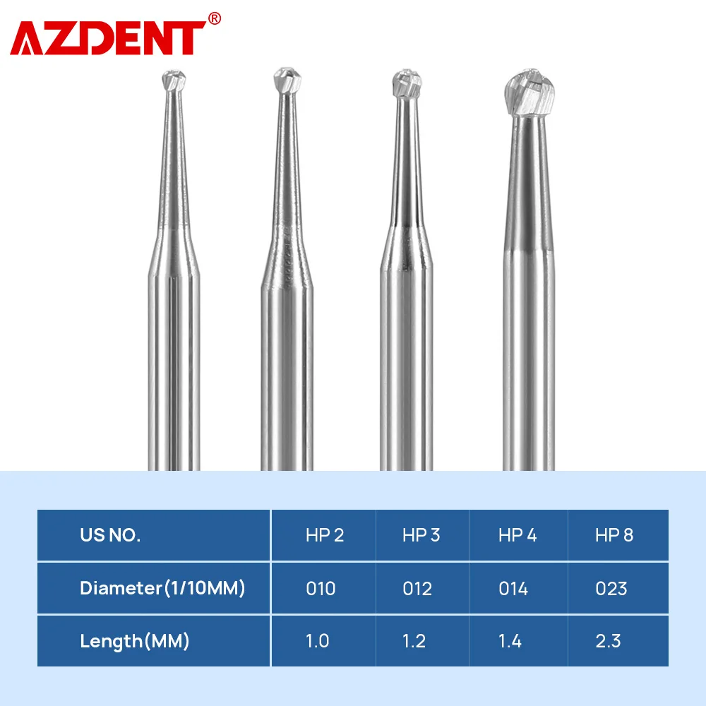 AZDENT-5Pcs-Box-Dental-Round-Carbide-Burs-HP-Bur-Drill-For-Straight ...