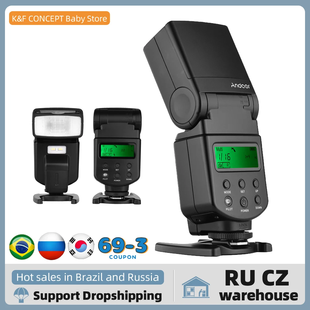 RU-Andoer-Universal-Flash-Speedlite-GN40-Adjustable-LED-Fill-Light-On ...