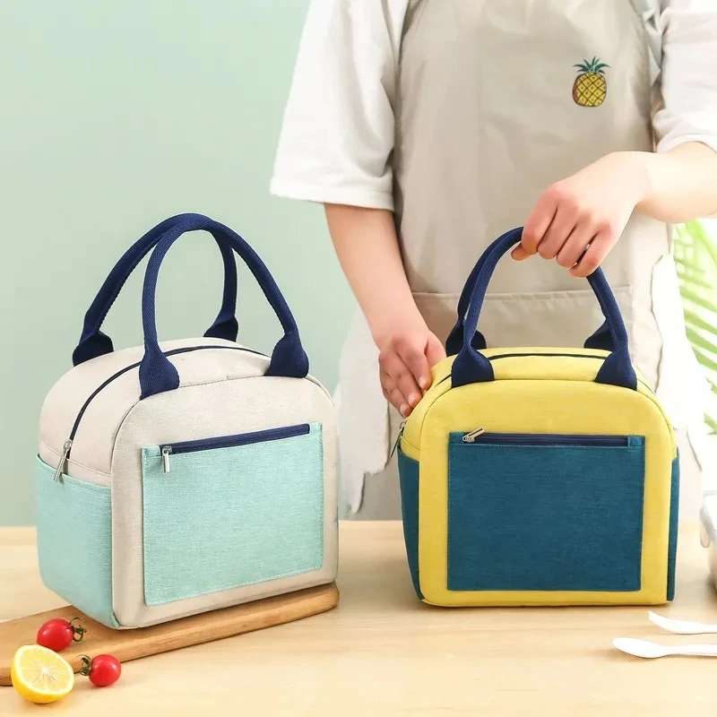 New Portable Oxford Cloth Lunch Bag Color-blocking Insulation Lunch ...