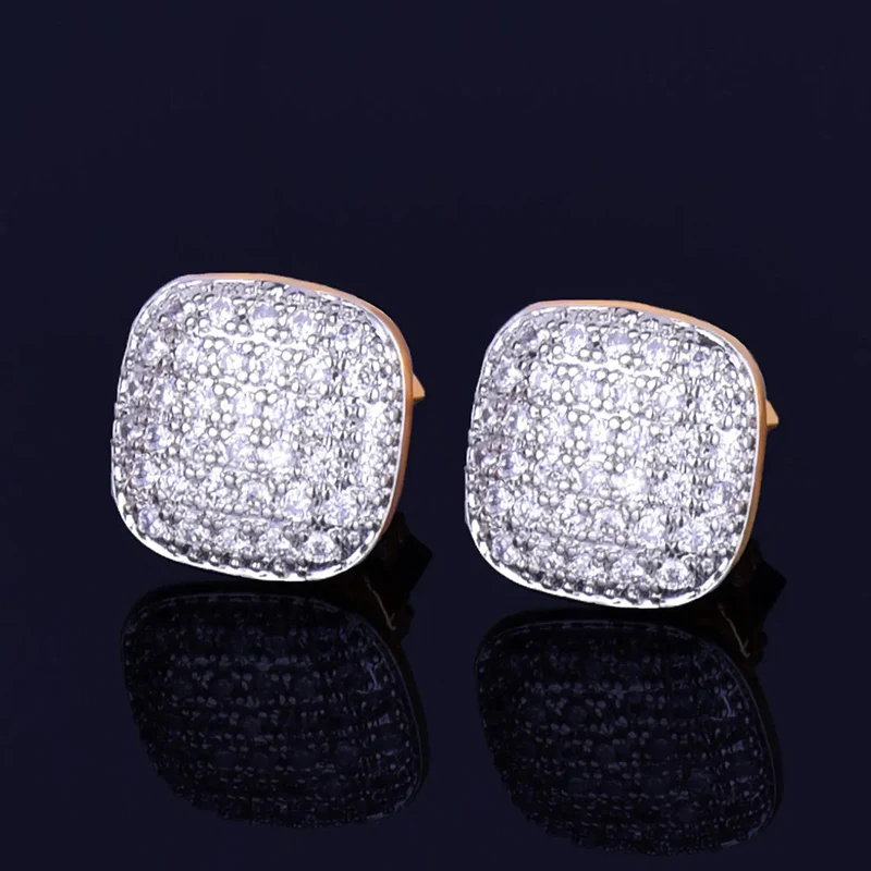 Hip Hop Claw Setting 3A+ Cubic Zirconia Bling Ice Out Stud Earring Male ...
