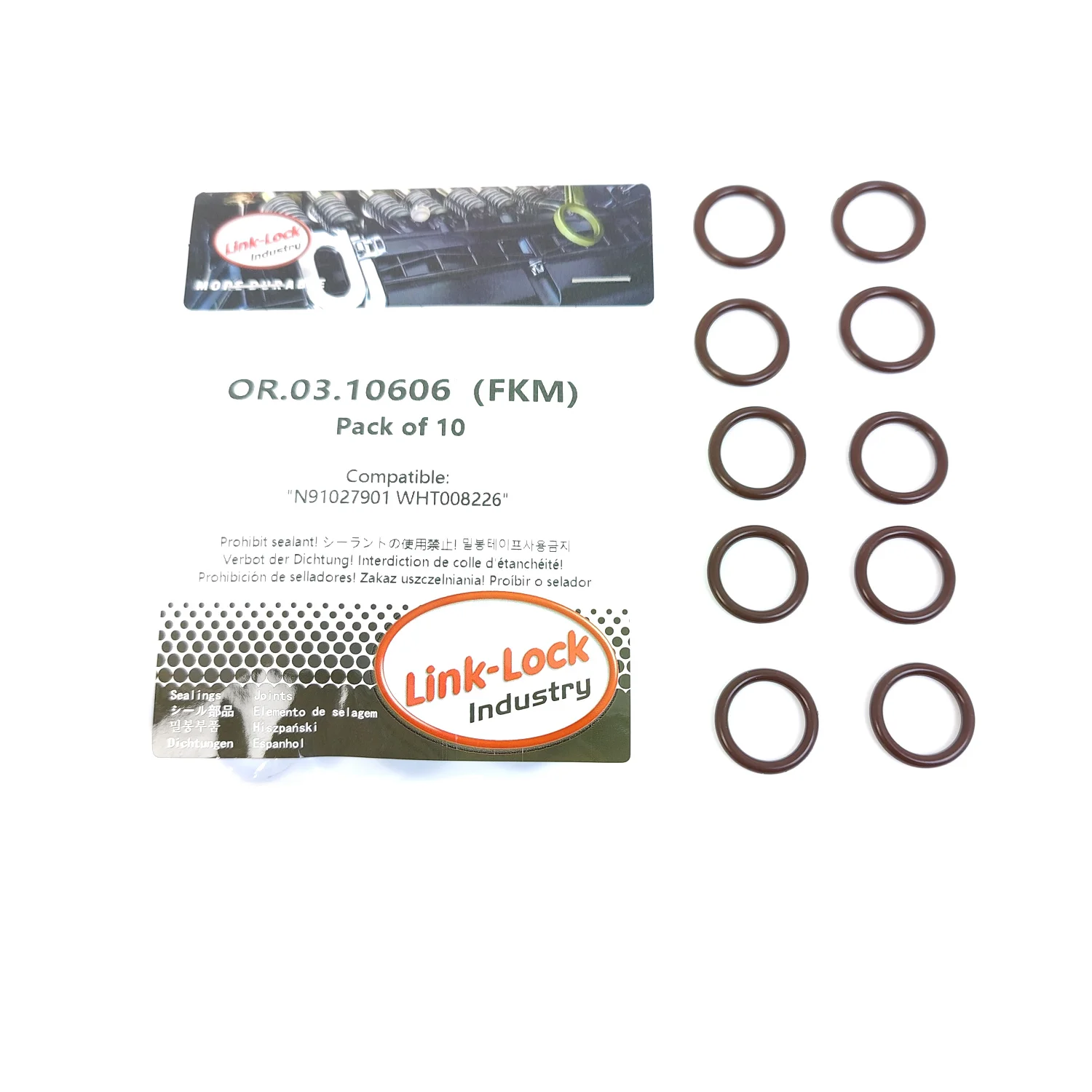 10PCS OR.03.10606 FKM Viton Sealing O-Ring Kit of Injector N91027901 ...