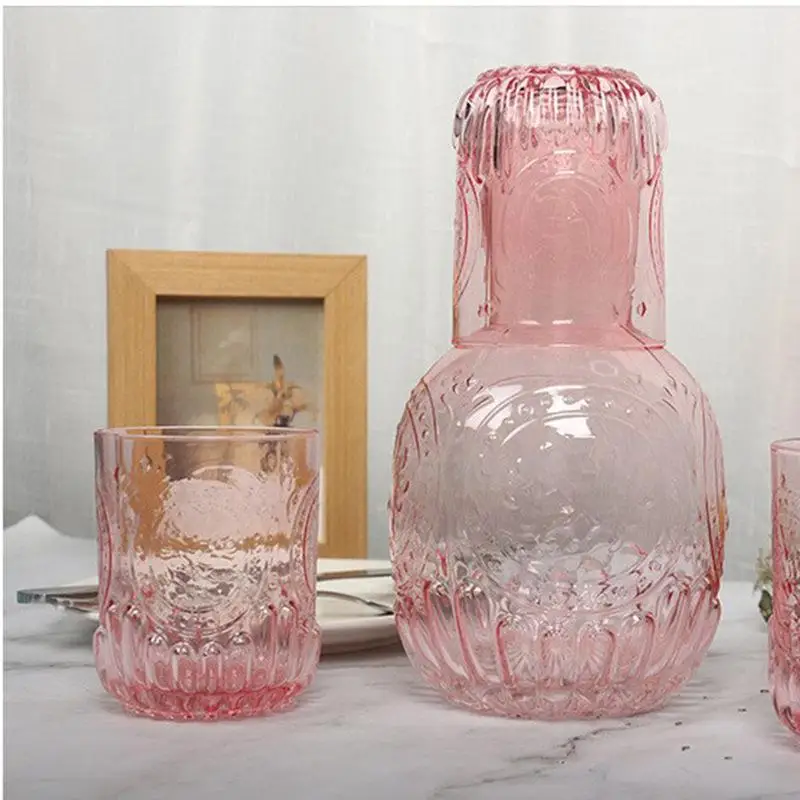Glass Embossed Cold Water Kettle Set, European Style, Vintage Water ...