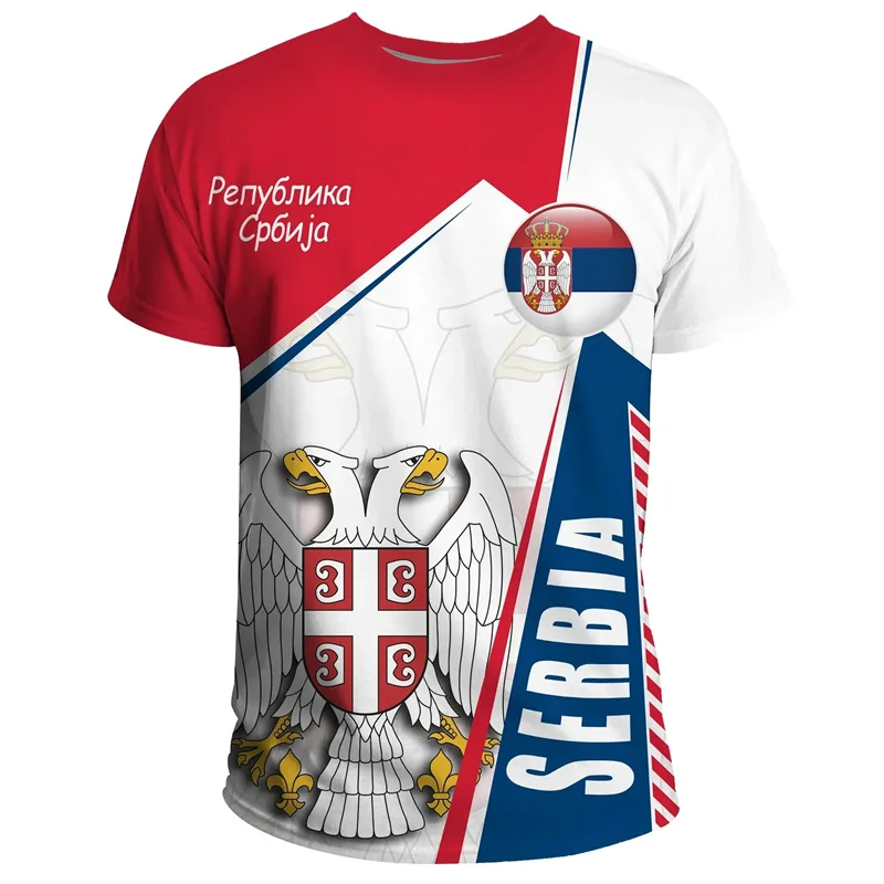 Serbian-Flag-National-Emblem-T-Shirt-For-Men-3D-Print-Summer-Casual-T ...