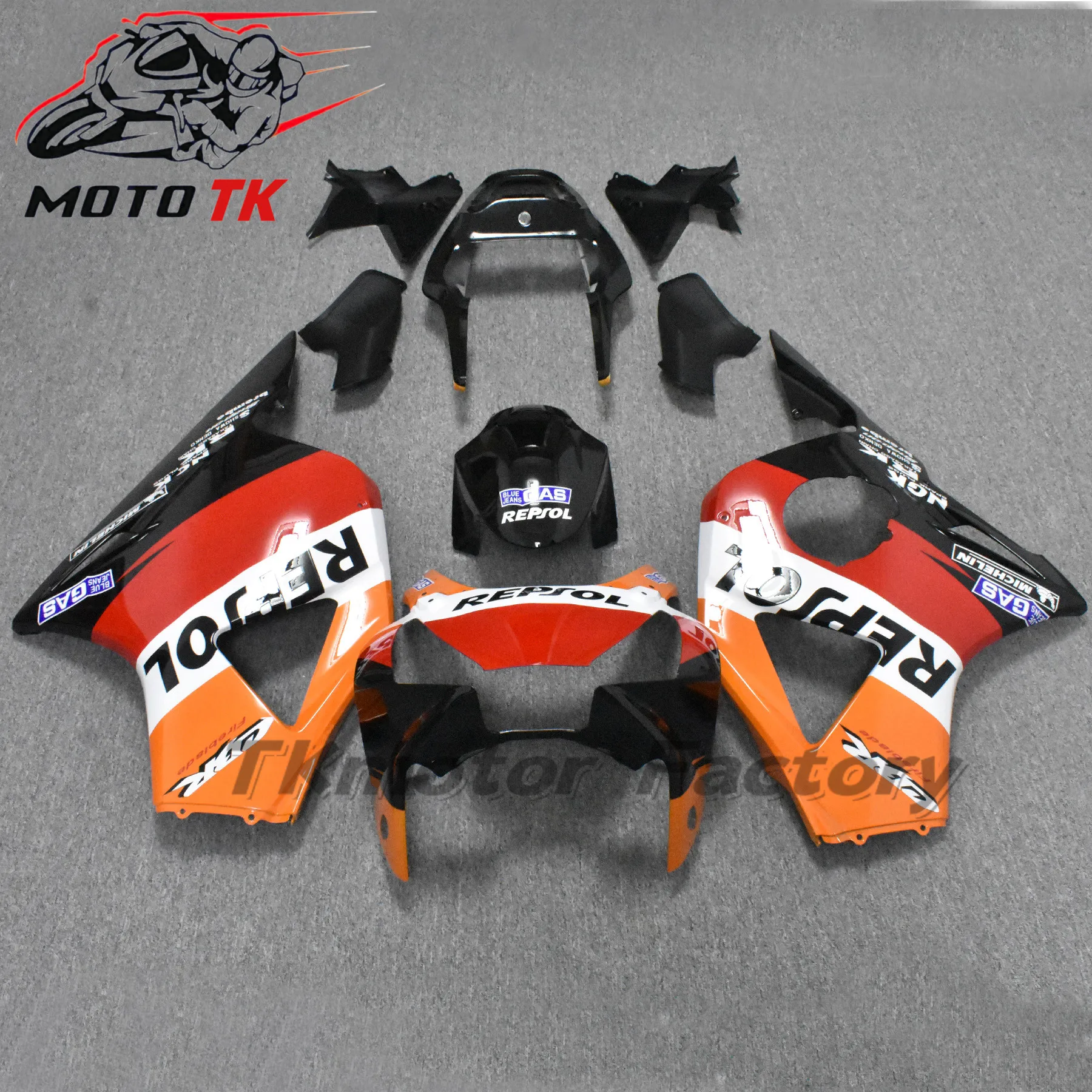 Carrozzerie con fiamma rossa bruciante nera lucida per CBR 900RR 2002 ...