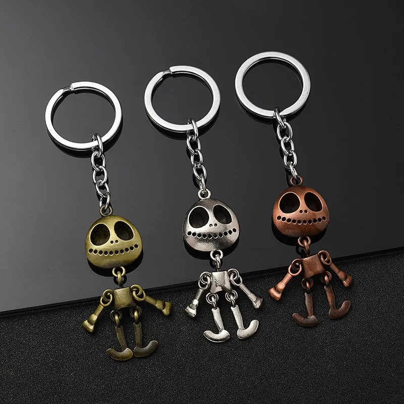 Vintage Style Bronze Alloy Halloween Skull Car Keychains Men Women ...