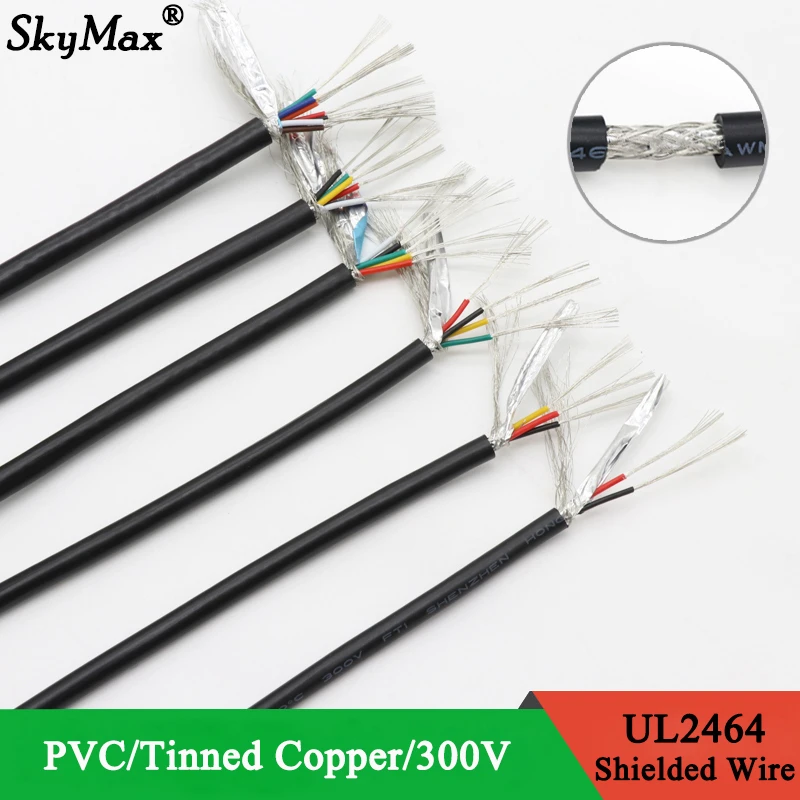 5/10M UL2464 Shielded Wire 26AWG 24AWG 22AWG Channel Audio Line 2 3 4 5 6 8 Cores Copper Signal ...